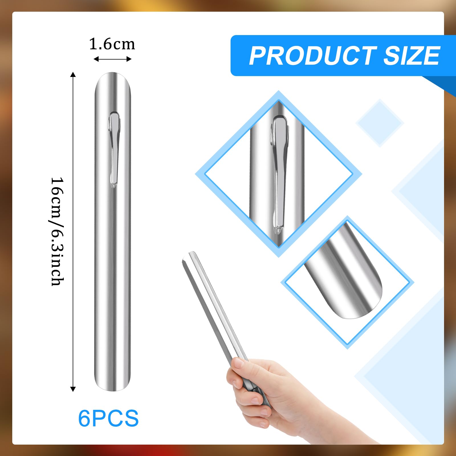 Tophoniex 6PCS Restaurant Crumb Sweepers Table Crumb Sweepers Stainless Steel Table Crumb Scraper for Restaurants Homes, Crumber tool for Servers, Waiters, Waitresses(Silver)