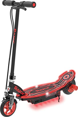 Razor E100 Electric Scooter for Kids Ages 8+ - 8" & Power Core E90 Glow Electric Scooter for Kids Ages 8+ - 90w Hub Motor, LED Light-Up Deck, Up to 10 mph and 60 min Ride Time
