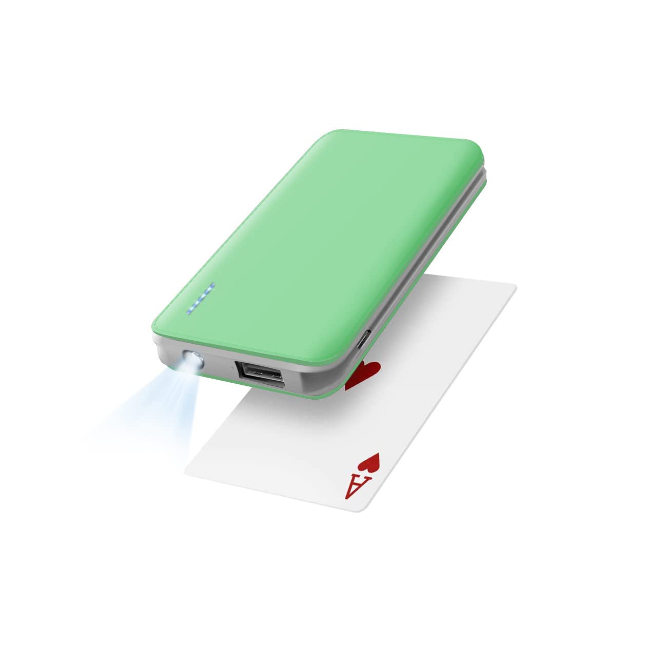 JDB Portable Charger, Ultra-Slim 5V/2.1A 5000mAh Power Bank External Battery Backup Pack,Useful LED Flashlight Compatible with iPhone and Other Android Smartphones Green