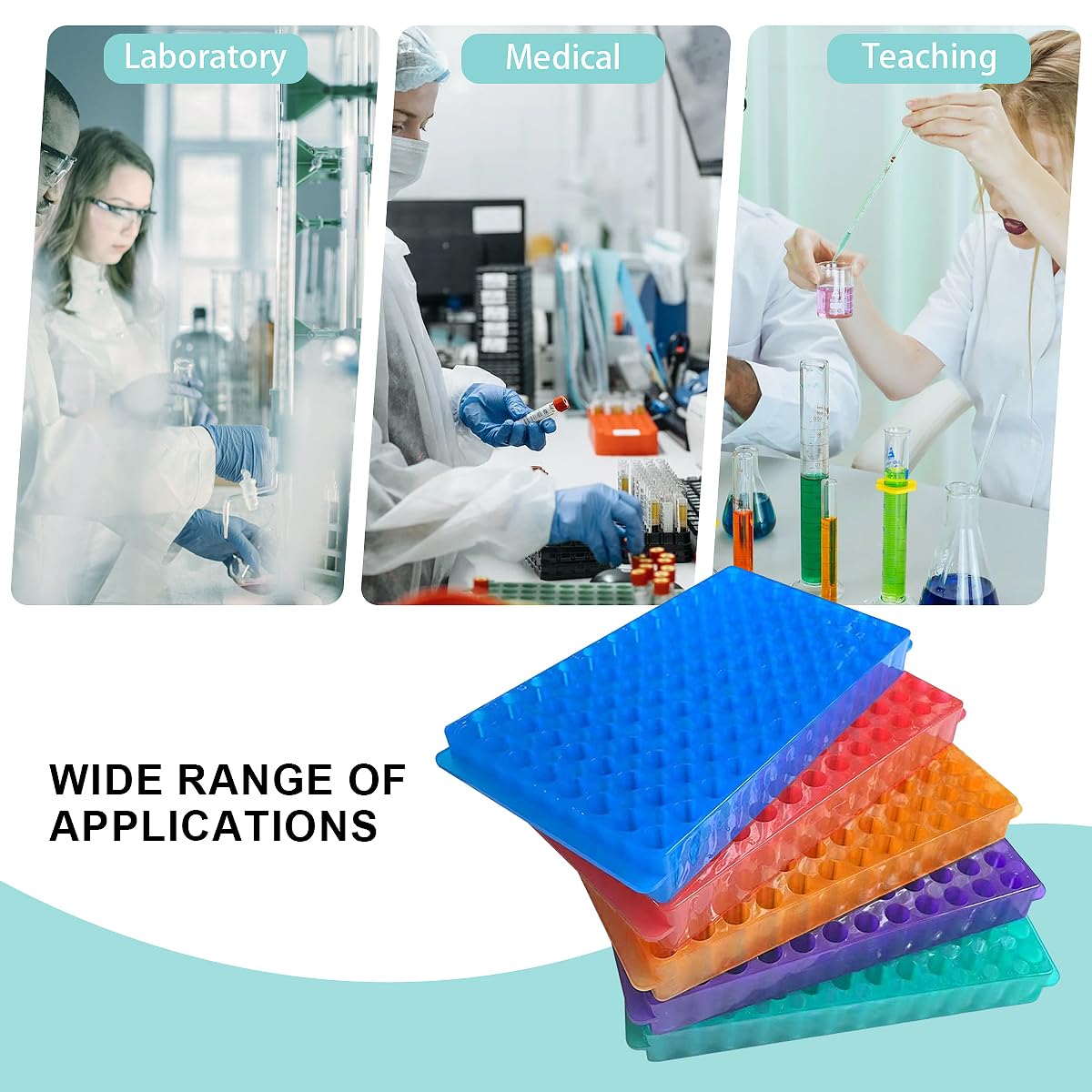 Plastic Tube Rack,Test Tube with Double Panel 96 Positions for 0.5ml-2ml Microcentrifuge Tubes and 1.8ml Refrigerated Tubes