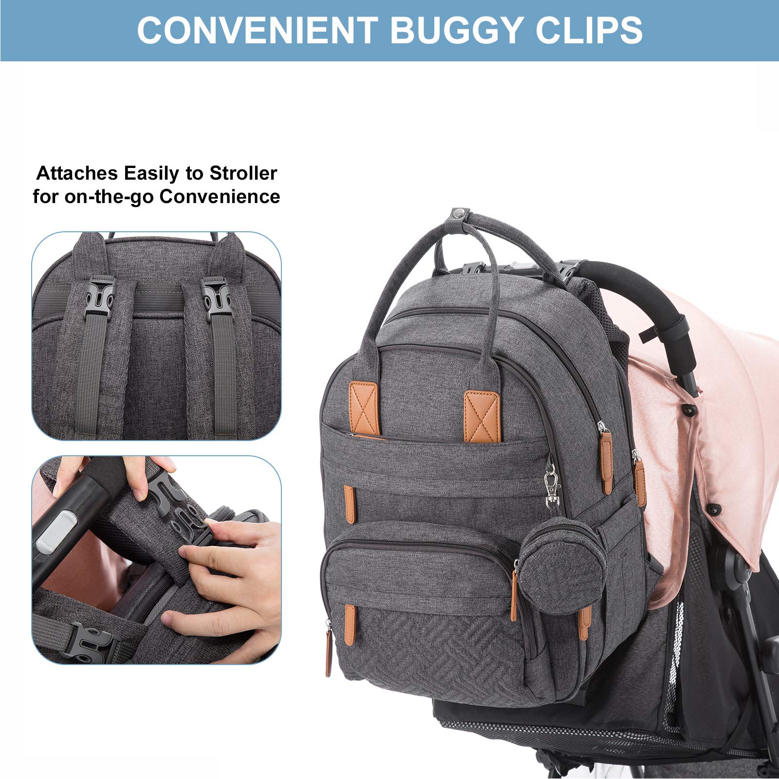 LOVEVOOK Diaper Bag Backpack Baby Diaper Bags for Girl Multifunction Small Travel Backpack Purse with Stroller Straps, and Insulated Pockets