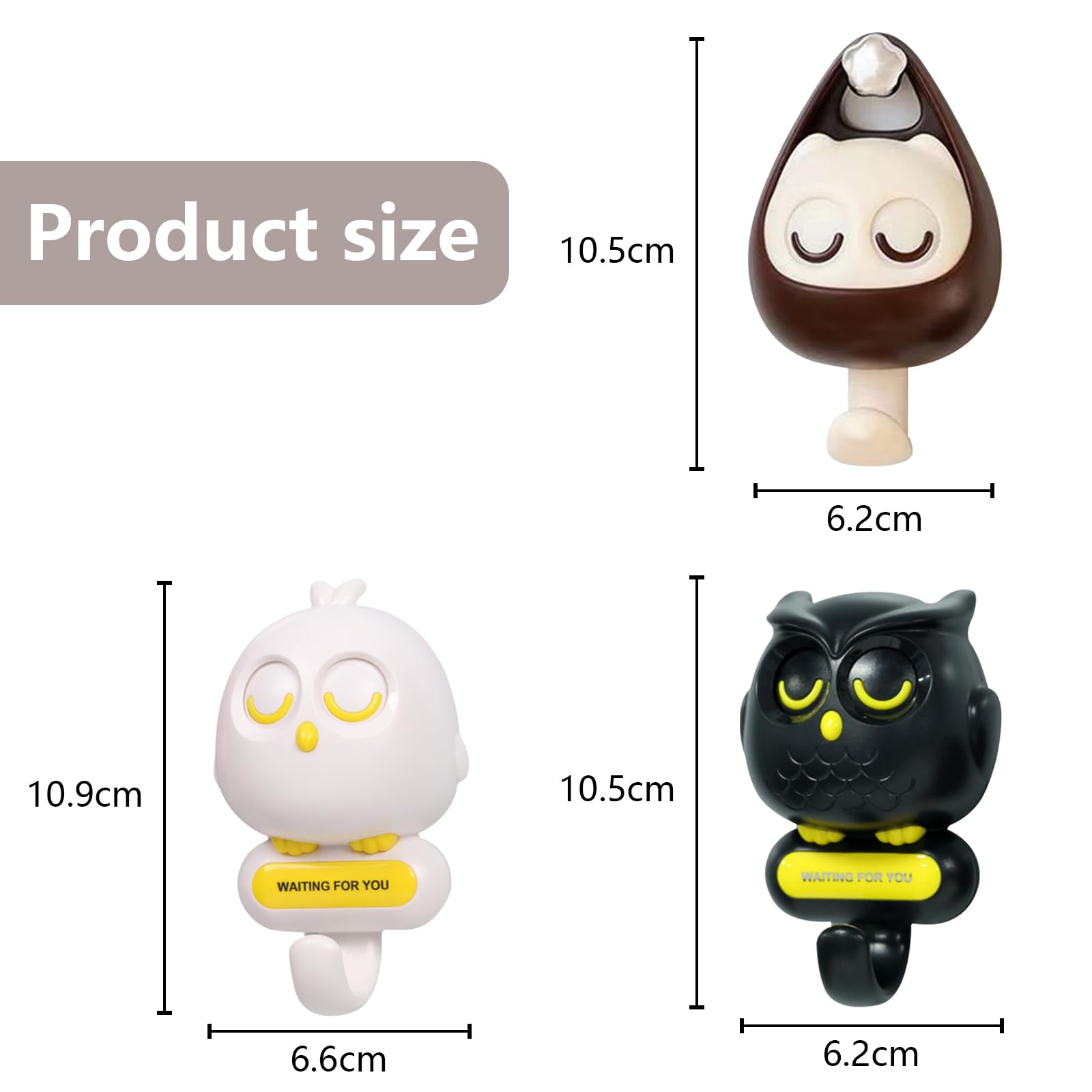 PEPOYO AI Creative Adhesive Coat Hooks,3Pcs Wink Cat Hooks for Hanging Towels, Hats,Coat,Cloth Bags, Belts, Key, for Wall Hanging, Family of Three(Black + White + Brown)