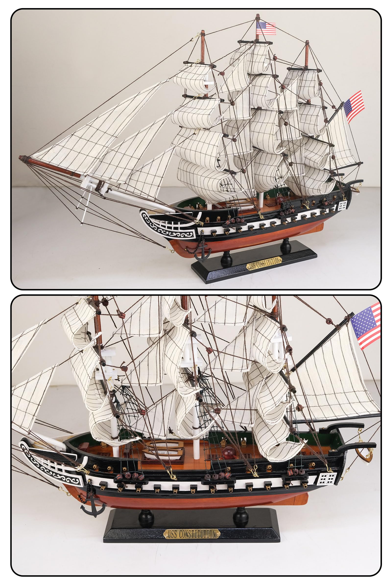 SAILINGSTORY Wooden Model Ship USS Constitution 1/150 Scale Replica Frigate Sailing Warship Model Sailboat Decor