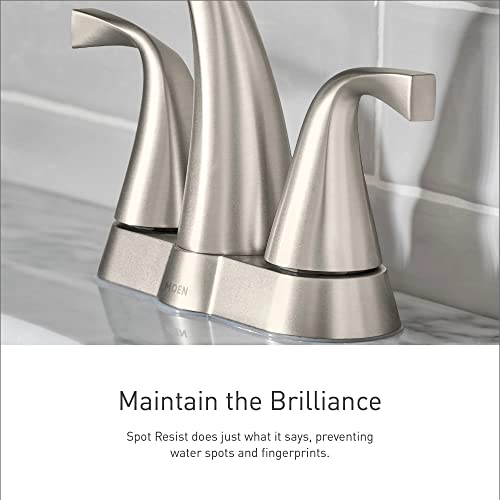 Moen Hamden Spot Resist Brushed Nickel Two-Handle 4-inch Centerset Bathroom Faucet, 84300SRN