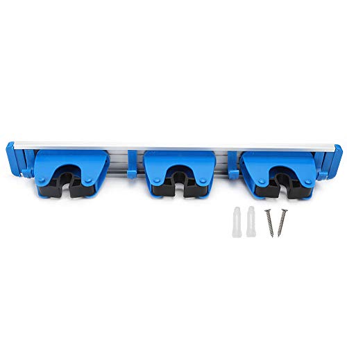 Mop Broom Holder Wall Mount Heavy Duty Hooks Hanger with 3 Sliding Positions Tool Rack Storage Organizer for Home Kitchen Garage Garden Utility Tools Organizer