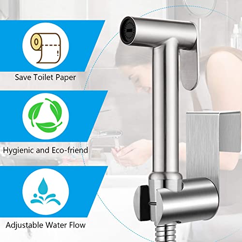 Luxury Bidet Sprayer for Toilet-Handheld Sprayer Attachment with Brass Leak Free T-Valve&Adjustable Jet Spray, Perfect for Feminine Hygiene