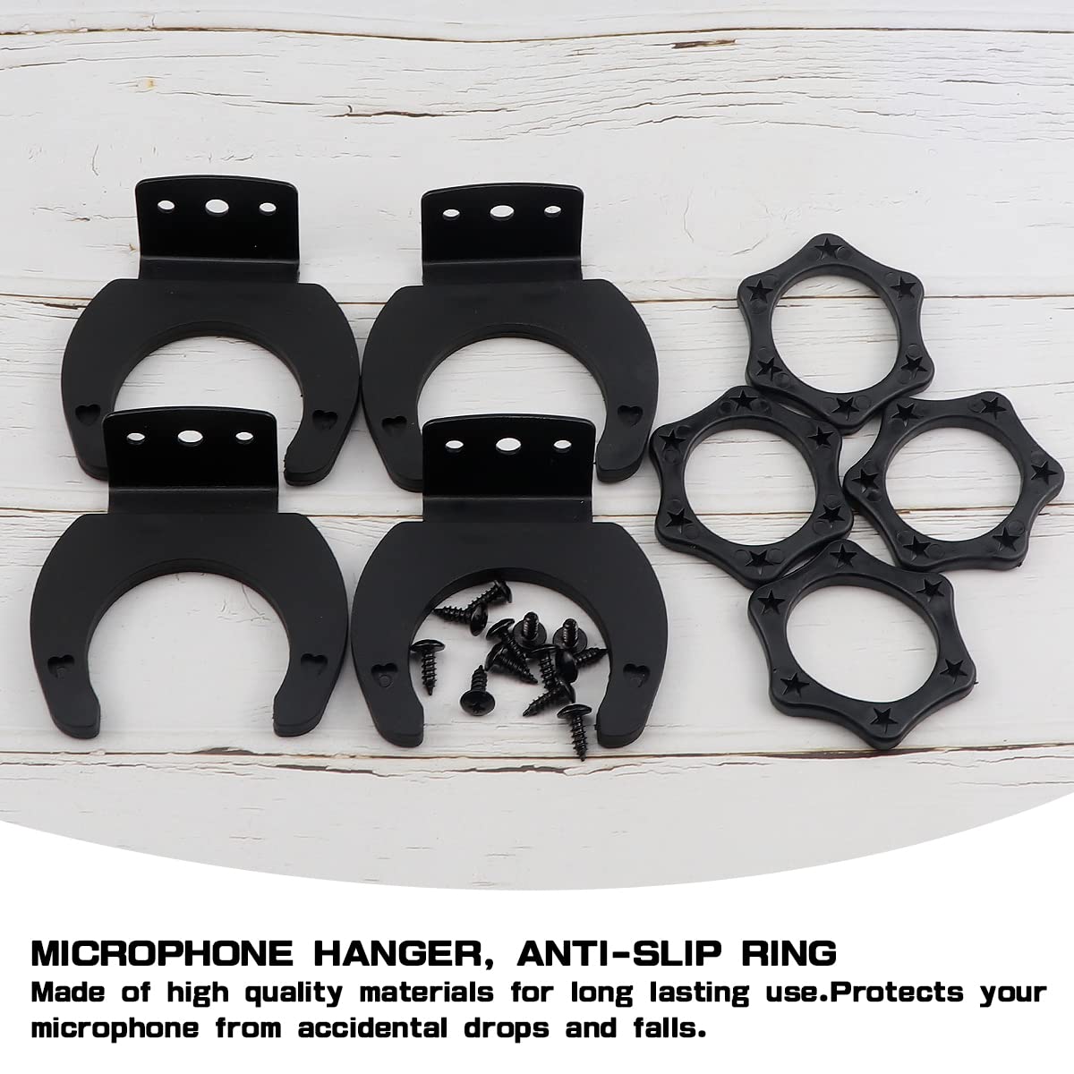 LNQ LUNIQI 4 Sets Microphone Holders Wall- Mounted Microphone Stand Black Wireless Microphone Hanging Microphone Accessories for KTV Home