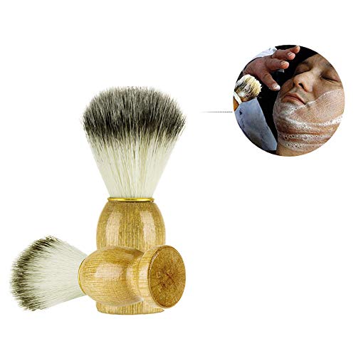 Locationndd2 Makeup Wood Handle Bear Shave Brush Barber Tool Shaving Men Hair Brush Concealer Sponge with Handle
