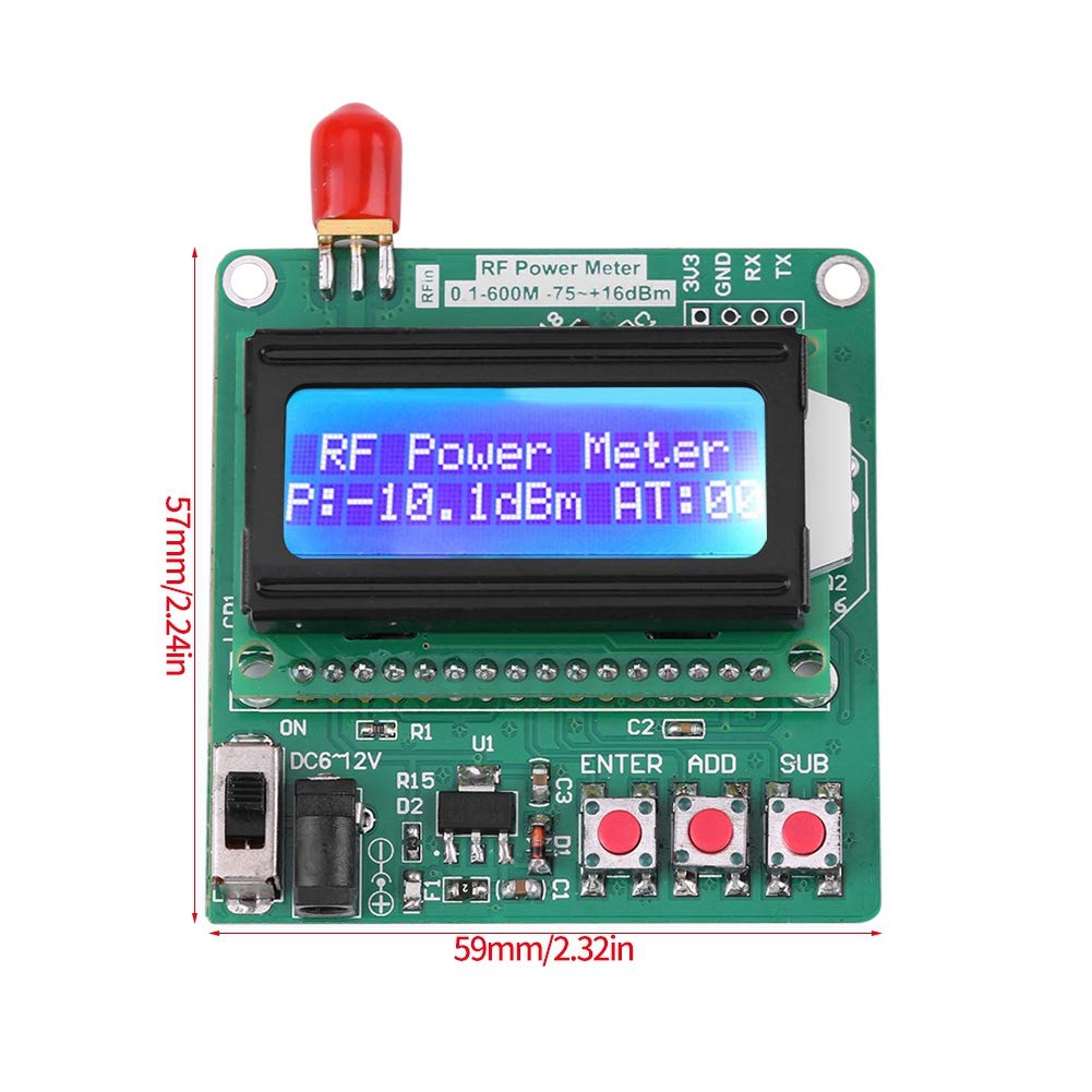 Power Meter, Logarithmic Detector 1 to 600MHz Board Demodulator Module RF Measurement Digital -75 to 16 dBm High Speed Calibration for Factory for Home