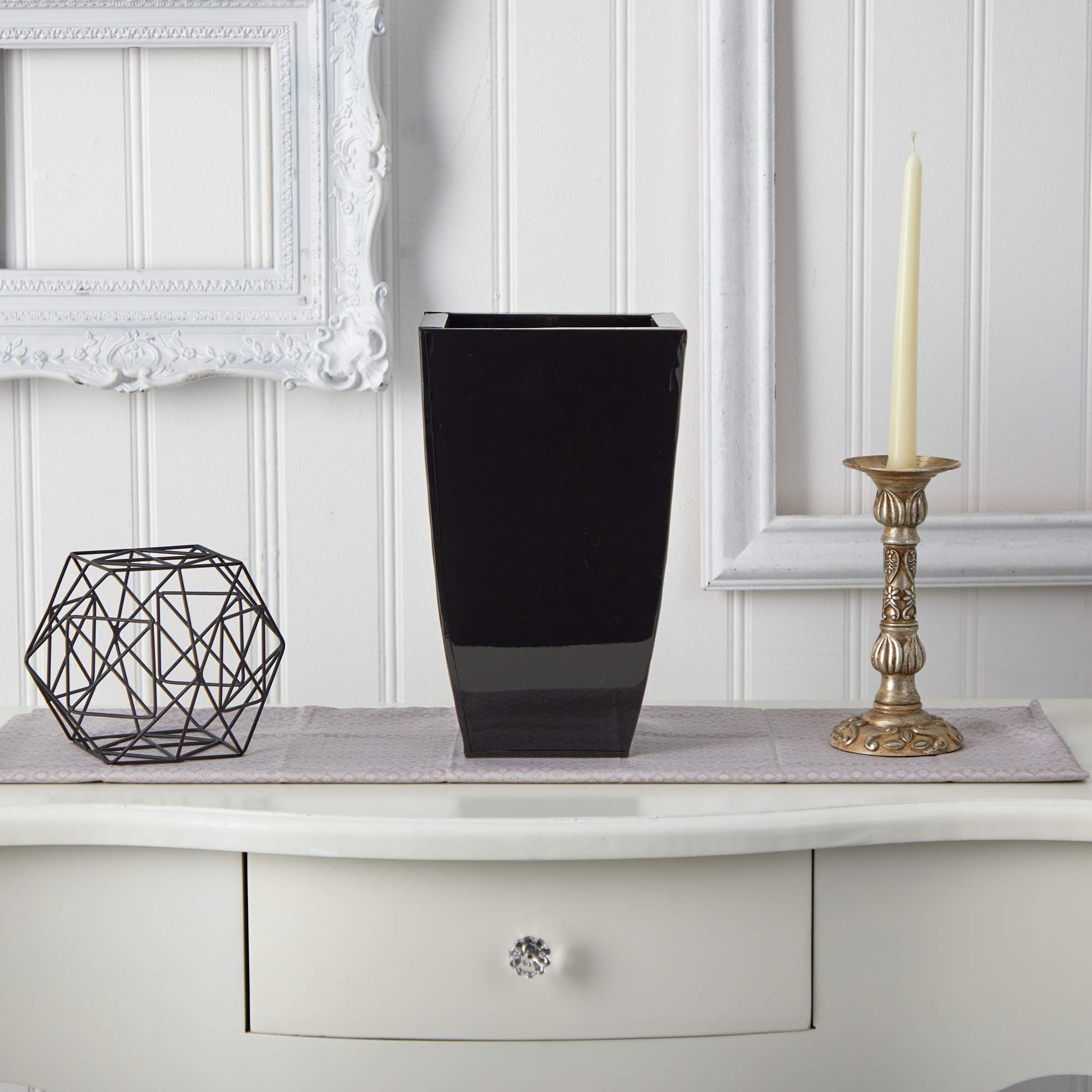 Nearly Natural 13in. Tapered Square Metal Planter