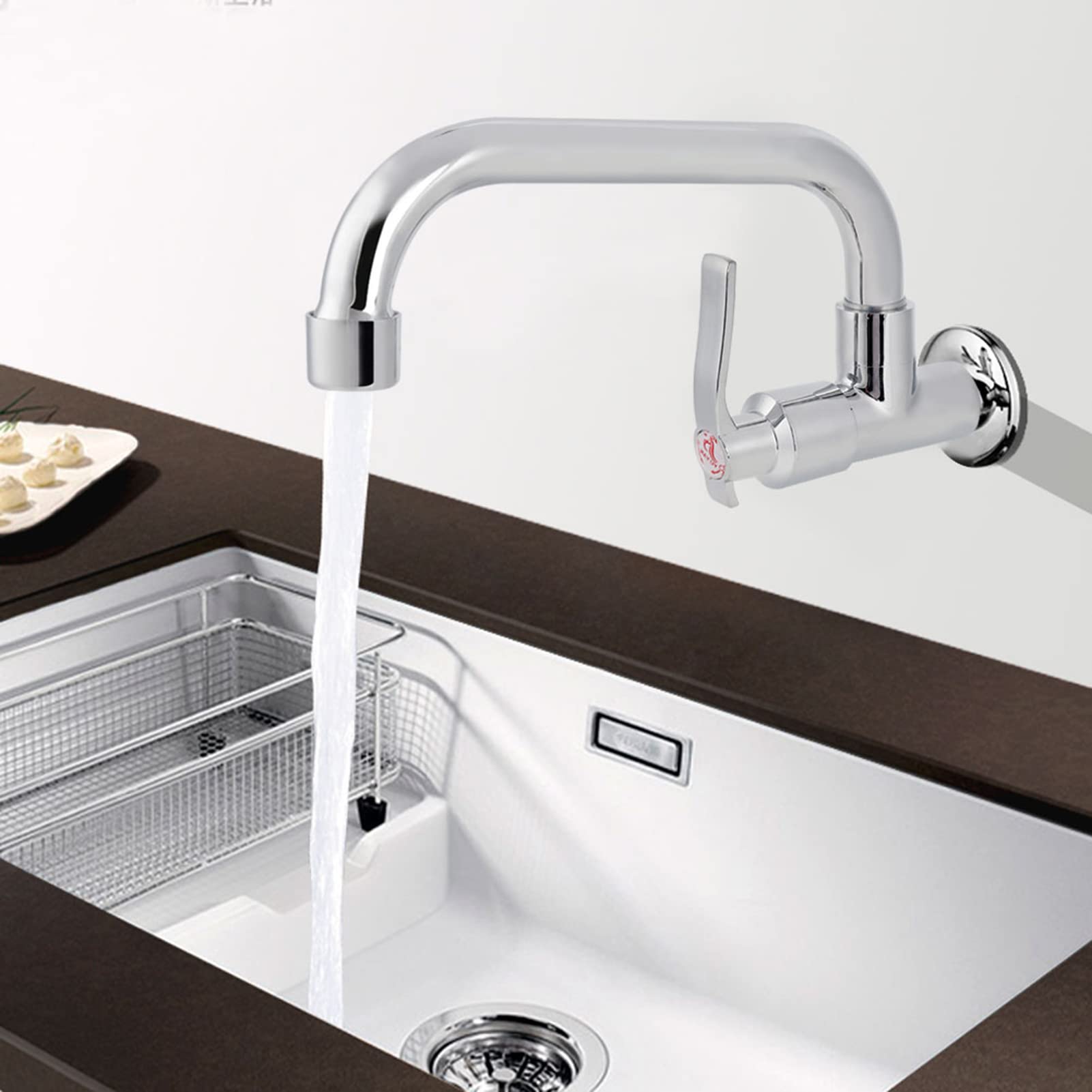 G1/2in Wall Mounted Single Cold Water Tap, Kitchen Tap Sink Water Faucet for Home Kitchen Use(LQ-3092 25cm)