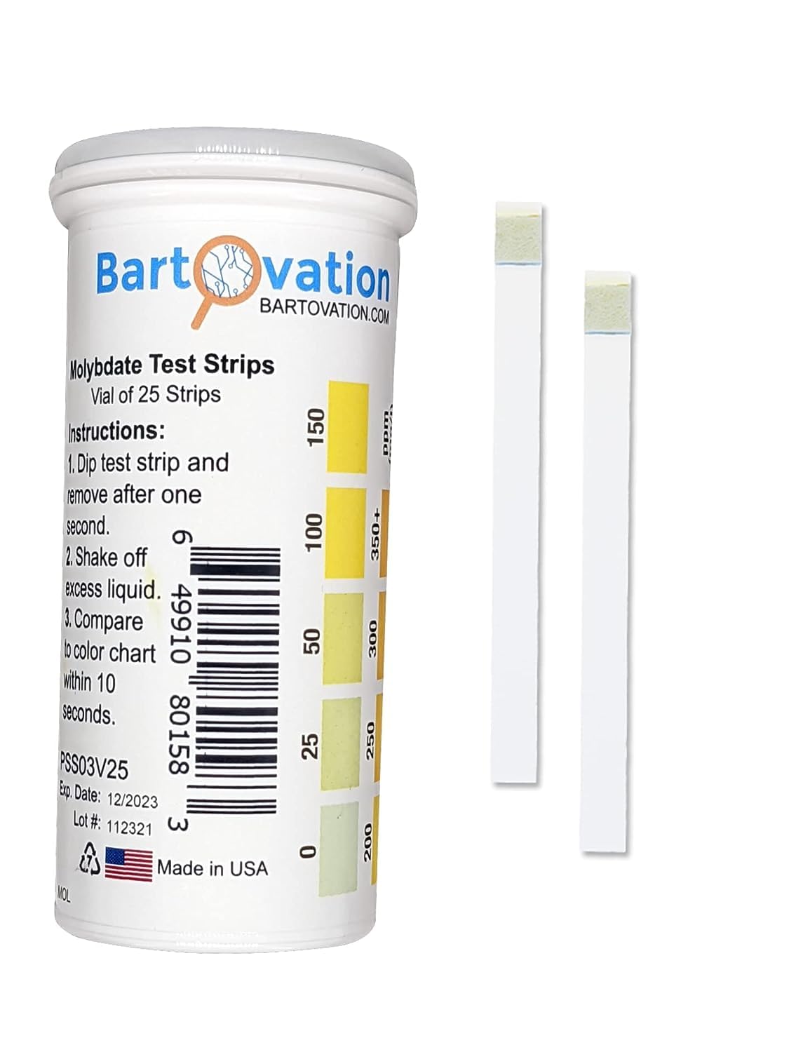 Molybdate Test Strip 0-350+ ppm [Vial of 25 Strips]