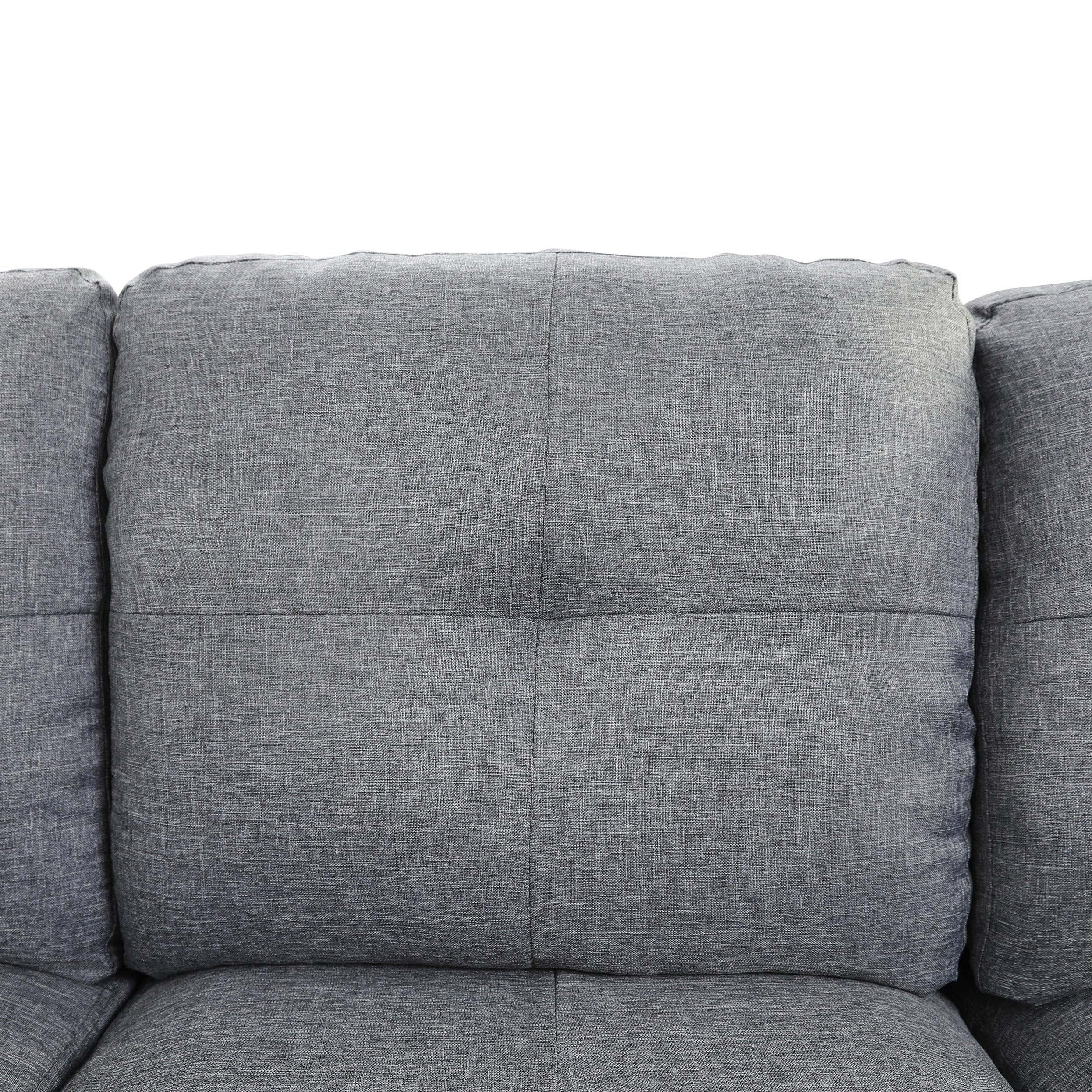 TABBC 103 Inch Modern L Shaped Sectional Sofa Set with Storage Ottoman, Left Facing Chaise Longue, Reversible Backrest w/ 2 Cup Holders, Linen Tufted Cushions, for Living Room, Grey