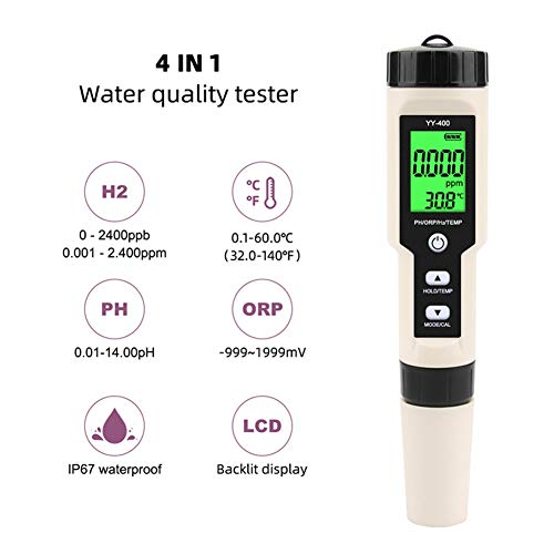 New YY-400 Hydrogen Concentration Water Pen PH/ORP/H2 and TEM 4 in 1 Digital Drinking Water Meter