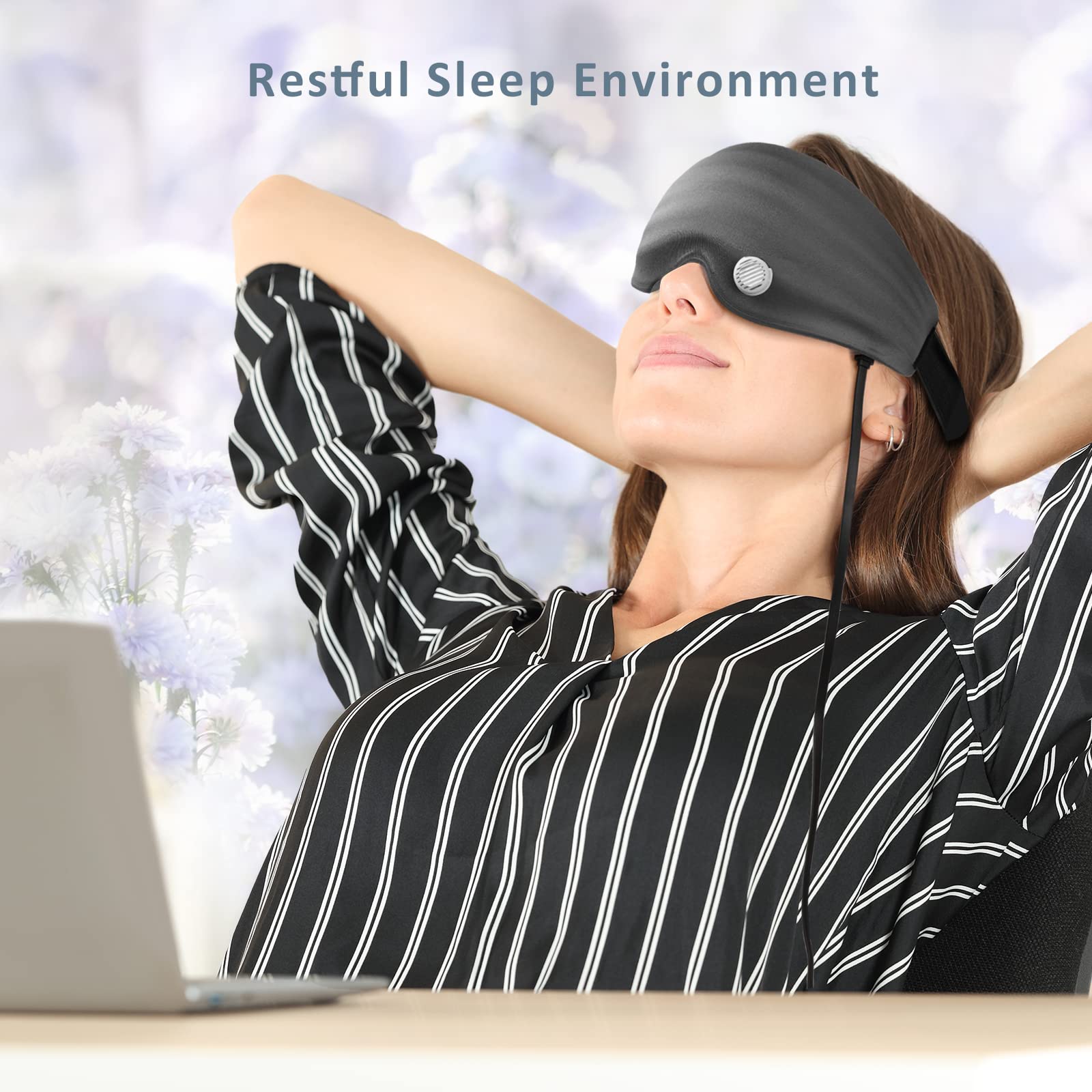 MOUNTRAX Heated Eye Mask, 3D Total Blackout Design for Sleep, Smart IC for Safe Eye Warming, Heating Pad for Dry Eyes, Improve Sleep Quality, Relieve Fatigue Puffiness Migraines (Grey)