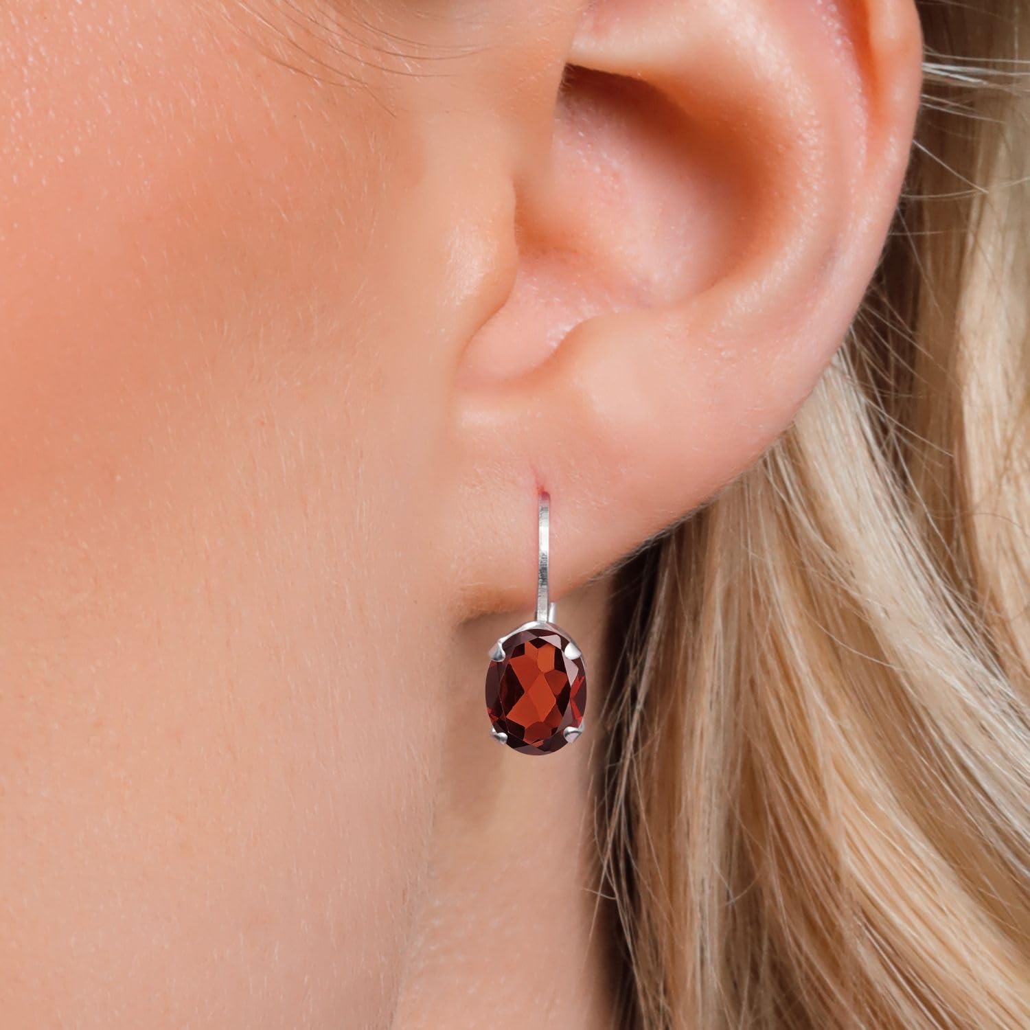 Gem Stone King 925 Sterling Silver Genuine Gemstone Birthstone Leverback Earrings | Oval 8X6MM Drop Dangle Earrings for Women