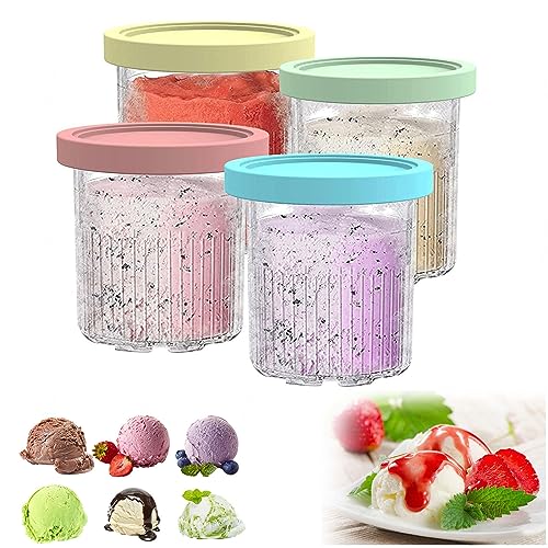 RAYPUR Creami Pints and Lids, for Creami Ninja Ice Cream,24 OZ Creami Deluxe Pints Reusable,Leaf-Proof for NC500 NC501 Series Ice Cream Maker