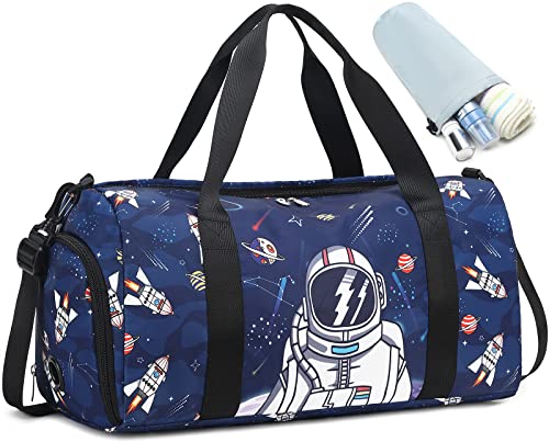 Sports Gym Bag for Kids Boys Overnight Carry On Tote Travel Duffle Weekender Sleepover Bag with Shoe Compartment