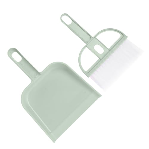 Small Broom Dustpan Set Plastic Mini Hand Broom Powerful Cleaning Desktop Home Office School Mini Hand Broom Dustpan (Nordic Green)
