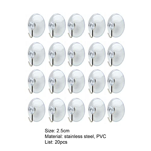 Reheyre 20Pcs Clear Suction Cups, Utility Hooks with Strong Suction, Punch Free and Easy Installation, Stuck It to The Tile in Bathroom, The Mirror, The Wall in Living Room Transparent