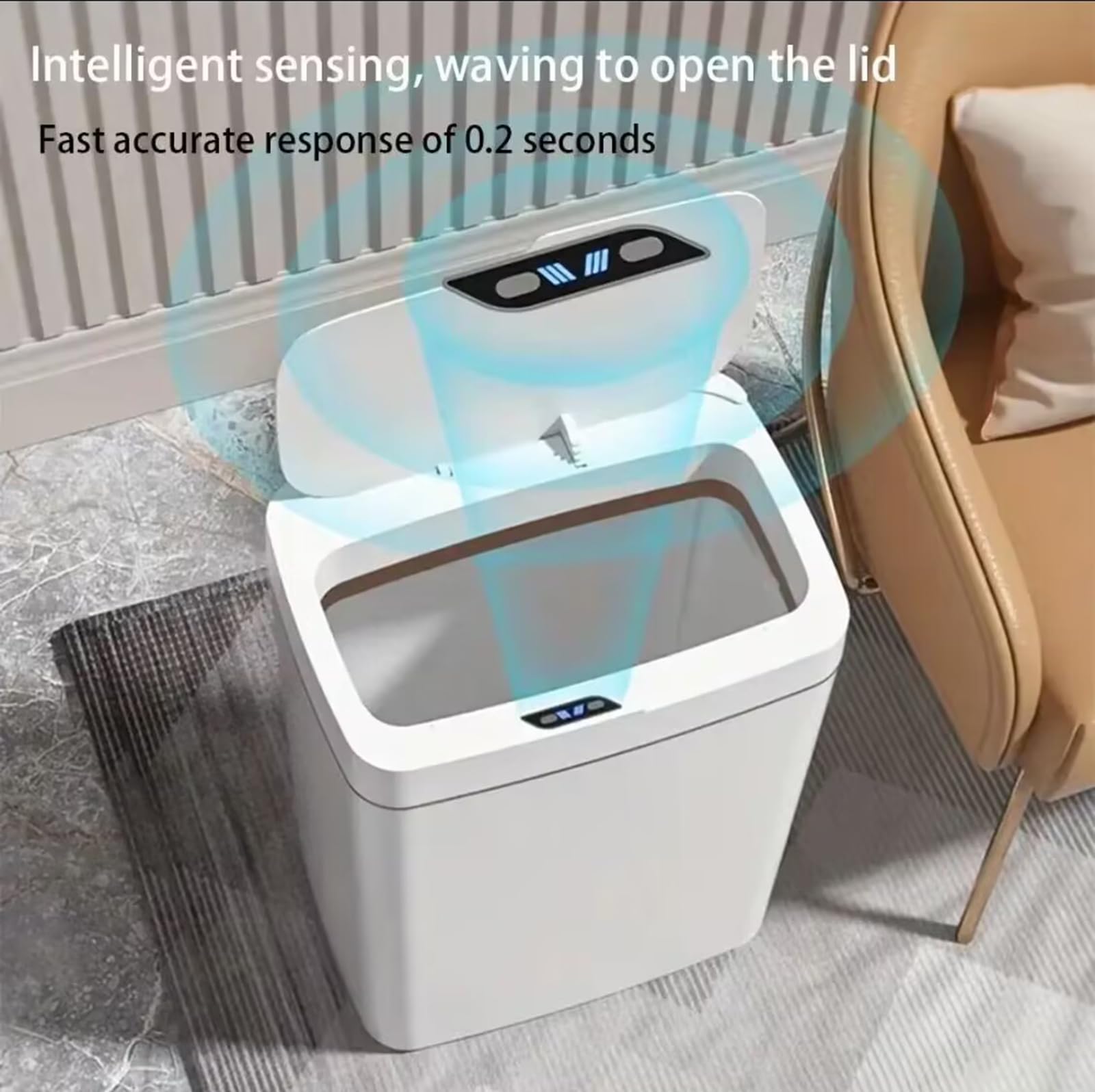 PDKLGDTK Kitchen Trash Can with Lid,4 Gallon Multipurpose Smart Trash Bin,Motion Sensor Trash Can for Home Office Bathroom,Slim Automatic Trash Can Touchless (4 Gallon Rechargeable)