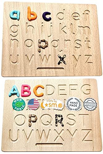 Montessori Pre Writing | Numbers | Print | Cursive | Alphabet Tracing Board with Wooden Pen