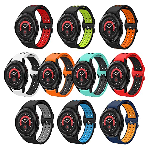 TECKMICO 10PCS Compatible with Samsung Galaxy Watch 5 band 44mm/40mm,Galaxy watch Pro 45mm,Galaxy 4 44mm/40mm, Classic 46mm/42mm,No Gap design replacement bands for galaxy Men,Women (Color01)
