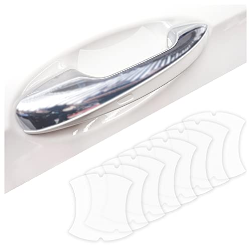 NHHC 8PCS Car Door Handle Cup Scratch Protector Stickers,Non-Marking TPU Carbon Fiber Texture Door Bowl Paint Protection Film Universal Automotive Exterior Decor Accessories (Transparent)