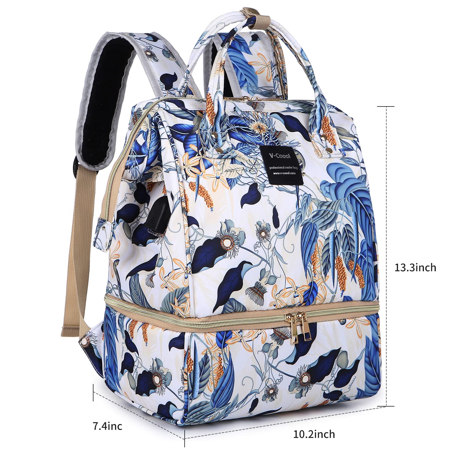 V-COOOL Breast Pump Bag, Cooler and Moistureproof Backpack Double Layer for Working Mom Outdoor, Pump Tote Bag fit Most Breast Pumps
