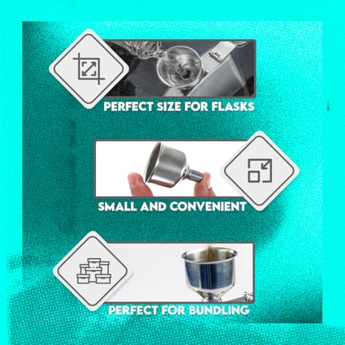 SE Stainless Steel Funnel for Flasks, Small Metal Funnel for Filling Drinking Liquor Flask, Transferring Oil, Juice, Milk, Attached Screw-On Cap