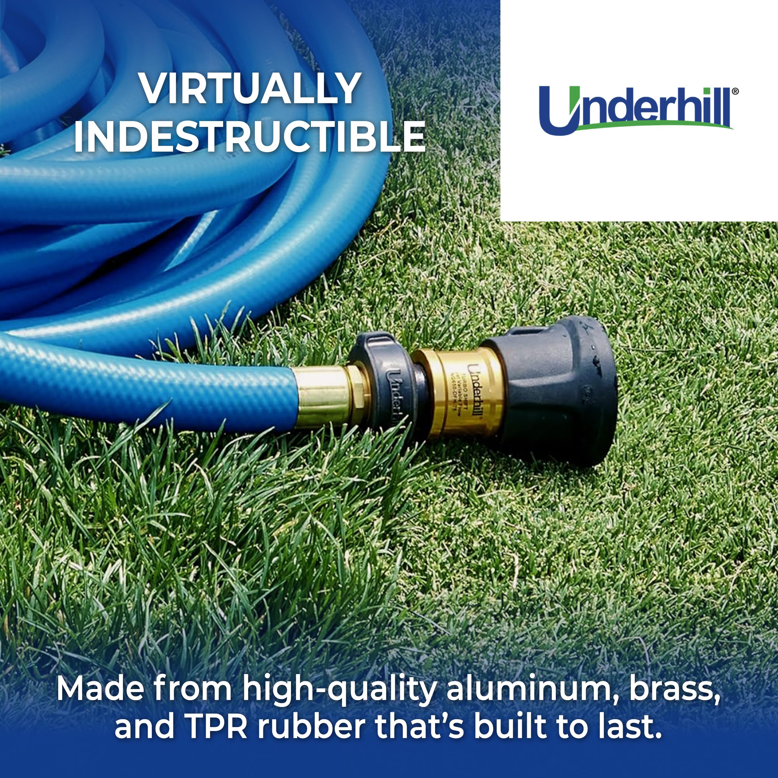 Underhill Magnum UltraMAX Premium PRO Series-TurboShift ¾ Inch Garden Water Hose Nozzle, Sprayer, Jet, Metal and Rubber, Adjustable, NG650-DFH-75