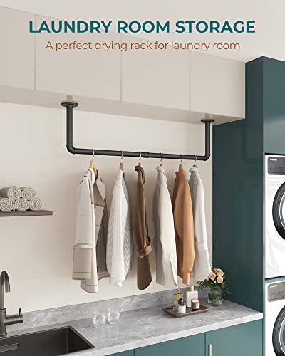 OROPY Industrial Pipe Clothes Rack Wall Mounted Set of 2, 38.4 inches Heavy Duty Iron Pipe Clothing Garment Rail, Multi-Purpose Clothing Hanging Rod for Laundry Room and Closet Storage