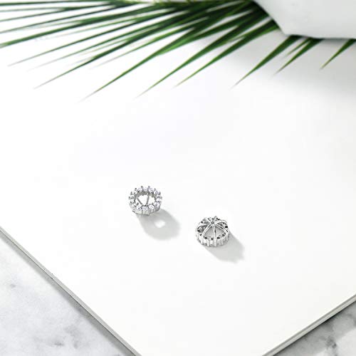 Gem Stone King 925 Sterling Silver White Zirconia Women Earring Jackets For 7.00MM Round Cut Studs