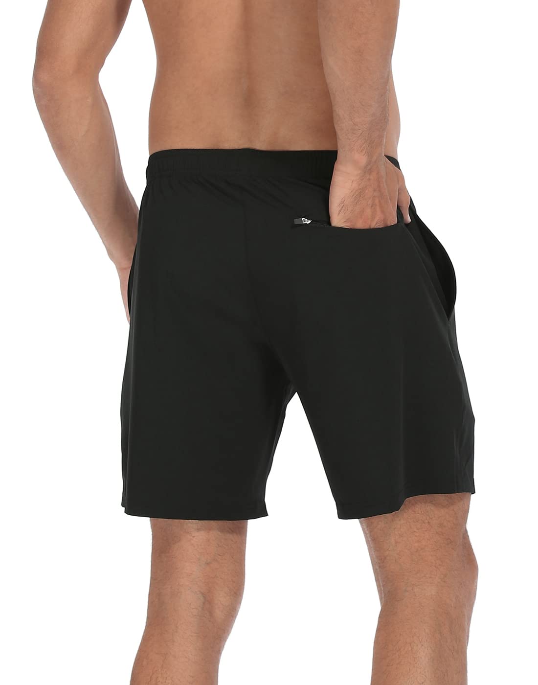 LRD Mens Athletic Workout Shorts with Compression Liner 7 inch Inseam Black/Pink Toucan - L