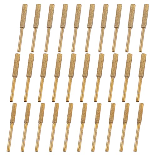 TEHAUX Chain Sharpener 30 Pieces Diamond Sharpening Wheel Diamond Sharpening Wheel Burr Grinding File for Metal Polishing Chainsaw, Wood, Steel, 4 mm 4. 8 mm 5. 5mm (Gold)