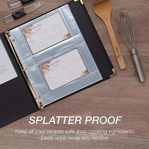 Samsill Recipe Card Page Protectors for 8.5 x 11 Recipe Binder, 4 x 6 Pockets, 2 Pockets, 50 Count, Recipe Book Pocket Page Refill Sheets, Side Margin Loading, for 8.5 x 11 Standard 3 Ring Binders