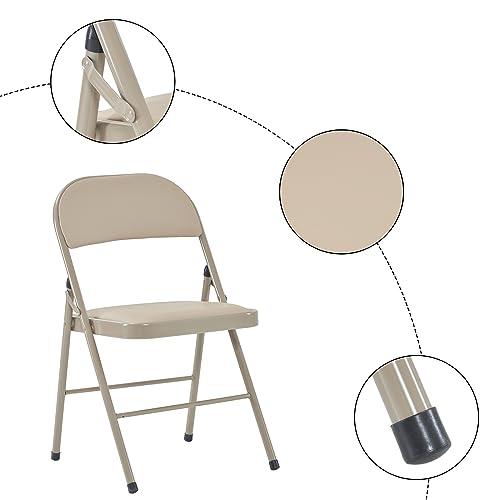 GAJUST Dining Delights 4-Pack Foldable Iron & PVC Chairs in Brown.