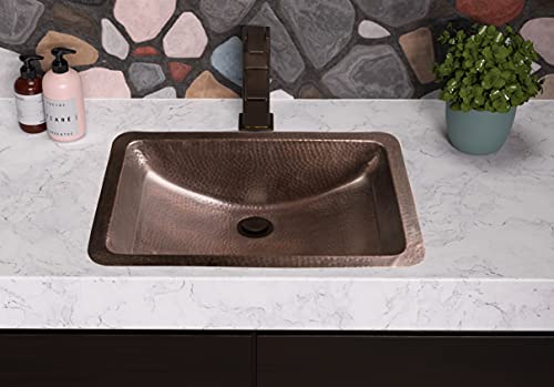 Monarch Abode 17095 Hand Hammered Venetian Dual Mount Bathroom Vanity Sink, 21 Inches, Pure Copper