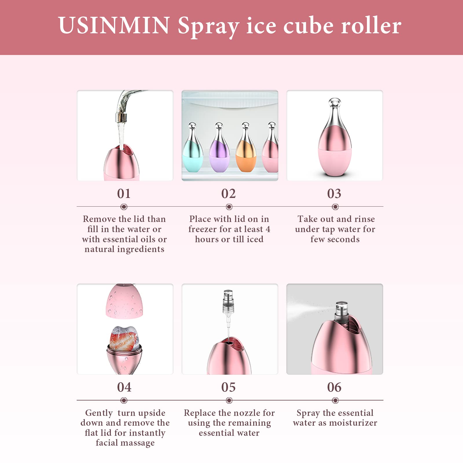 USINMIN Ice Face Roller,Ice Roller for Face and Eye Beauty Ice Facial Rollers Mold Facial Icing Massage Puffiness Relief Skin Care Tools for Brighten Lubricate Shrink Pores Remove Fine Lines