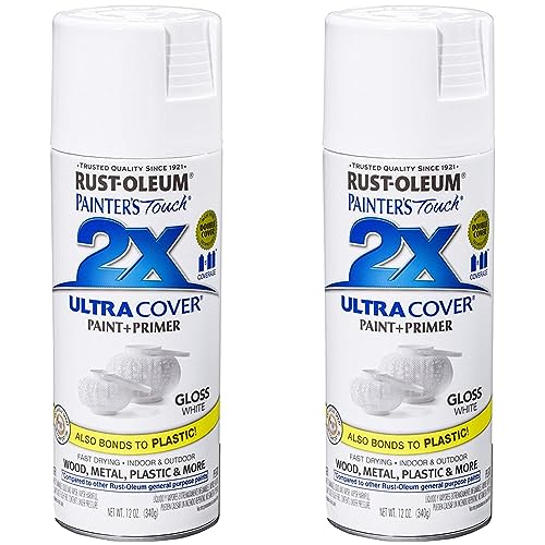 Rust-Oleum 249090 Painter's Touch 2X Ultra Cover Spray Paint, 12 oz, Gloss White (Pack of 2)