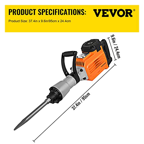 Mophorn 3500W Jack Hammer Demolition, Heavy Duty Electric Concrete Breaker Lock Speed Button 1400 BPM Chipping Hammer with Flat Chisel & Bull Point Chisel & Gloves