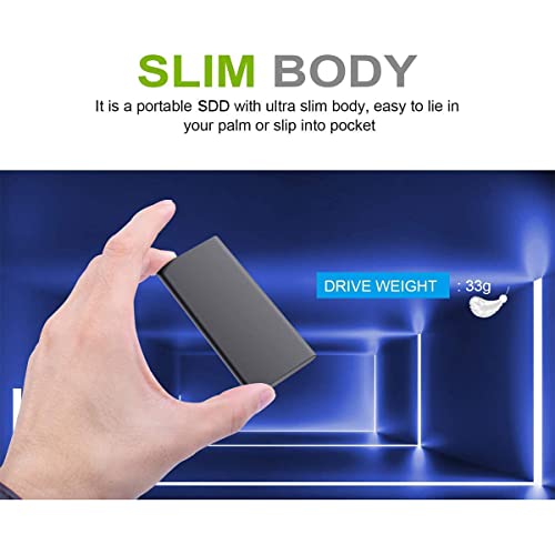 POENOWNE External Solid State Drive 2000GB high Speed USB 3.1 Type-C Protable External SSD Protable Hard Drive External SSD Compatible with PC, Laptop, Desktop and Mac (B-Black)