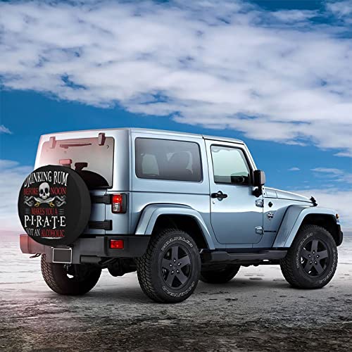 Rum Noon Pirate Drinking Funny Tire Cover Universal Fit Spare Tire Protector for Truck, SUV, Trailer, Camper, Rv