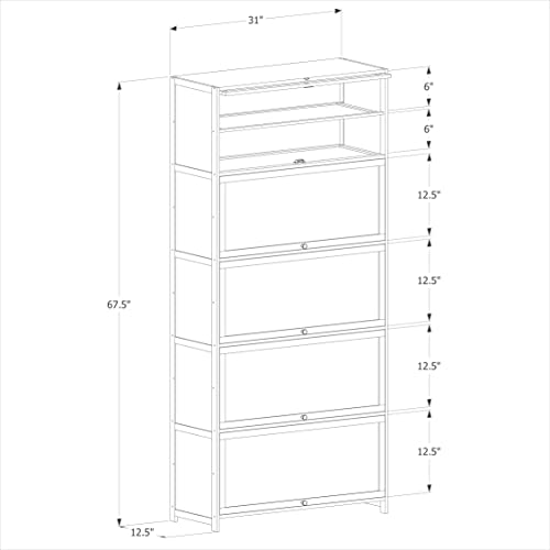 MoNiBloom Large Shoe Storage Cabinet with Doors, 10 Tier Bamboo Free Standing Shoes Shelf Organizer Stand for More Than 40 Pairs for Entryway, Hallway, Brown