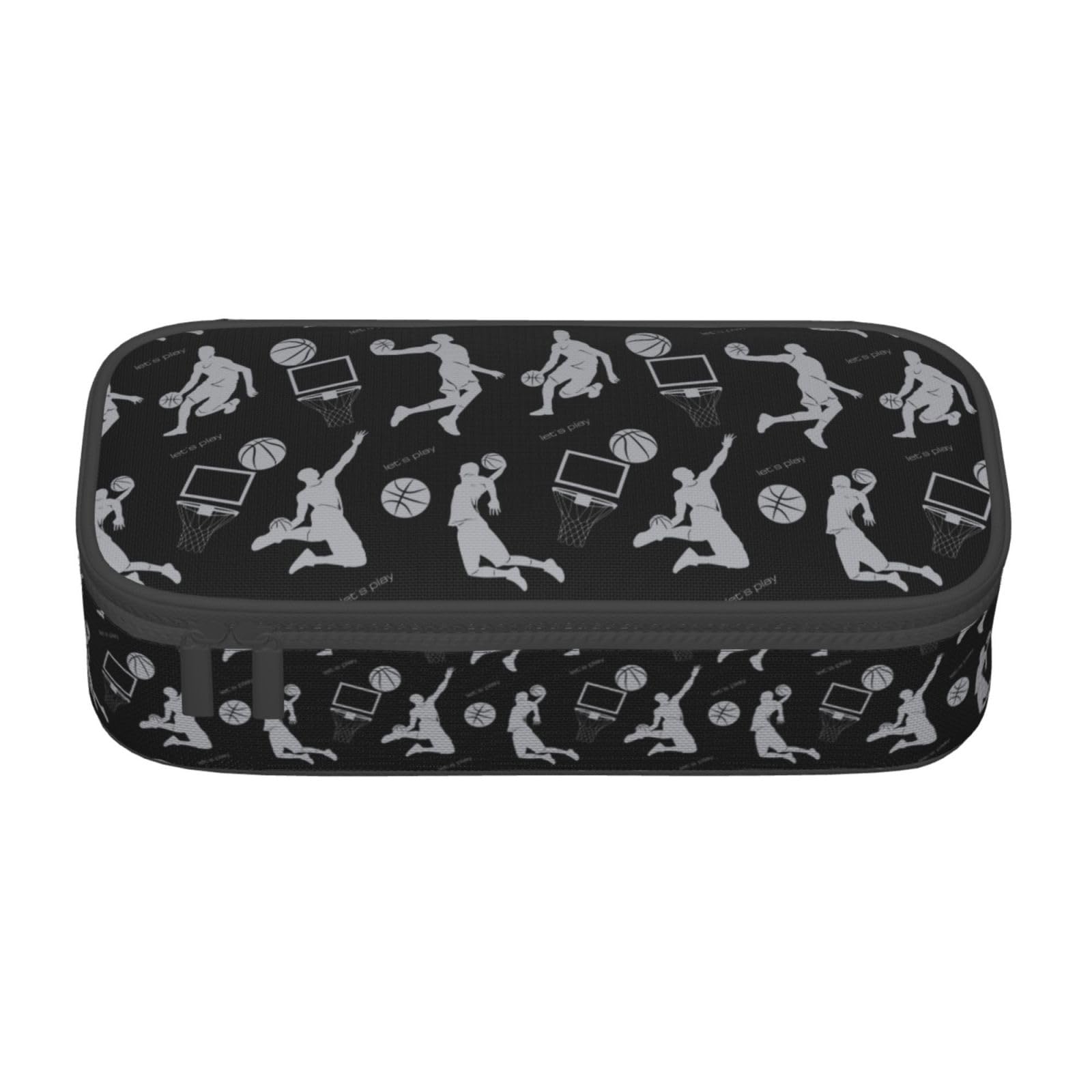 Perinsto Sport Baskground Pencil Case Big Capacity Multi Compartment Stationery Box Basketball Pencil Pouch Holder Desk Organizer For School Office Home