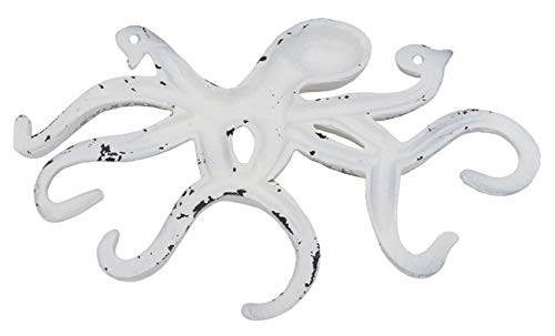 Swimming Octopus Key Hook Antique Look/Distress Green/Vintage Hook/Sea Theme Hook/Coastal Hook and Swimming Octopus Key Hook Antique Look/Distress White/Vintage Hook/Sea Theme Hook/Coastal Hook