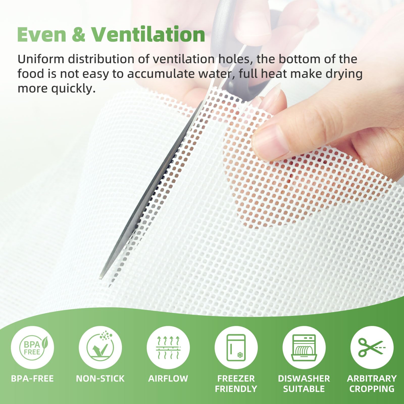 Septree 8 Pieces Premium Non Stick Silicone Dehydrator Sheets,Food Fruit Dehydrator Mats Reusable Steamer Mesh Mat for Fruit Food Dryer Mats Square 12.6 * 12.6inch