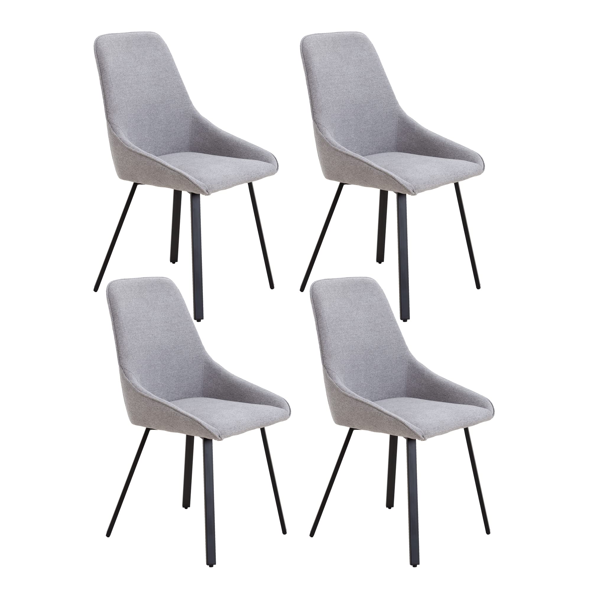 Gecheer Dining Chairs Set of 4, Upholstered Side Chairs, Adjustable Kitchen Chairs Accent Chair Cushion Upholstered Seat with Metal Legs for Living Room Grey