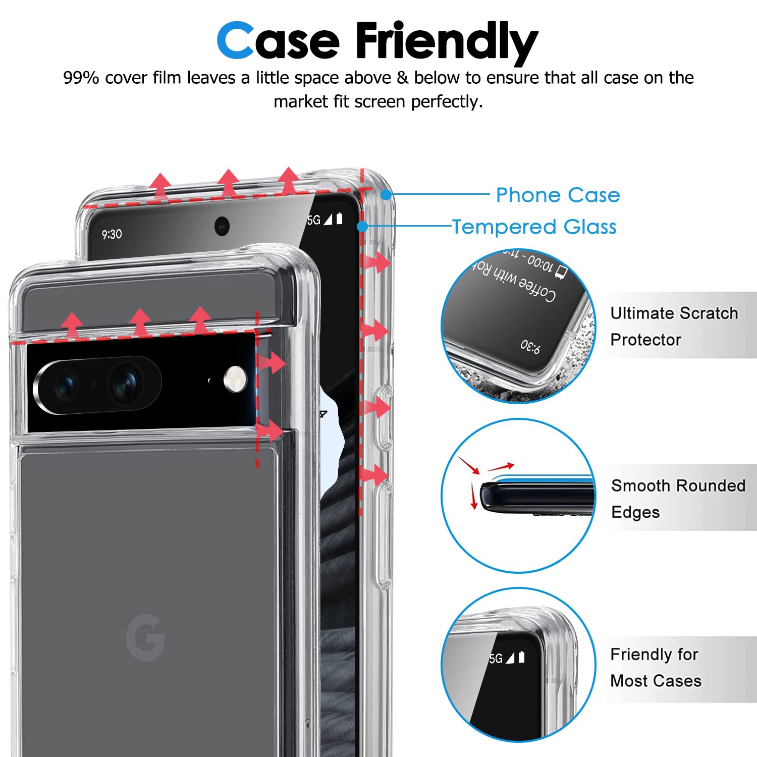 LYWHL [2+2 Pack] for Google Pixel 7 Privacy Screen Protector with Camera Lens Protector, Tempered Glass Anti-Spy Anti-Scratch 9H Hardness Film for Pixel 7 6.3” [Don’t Support Fingerprint Unlock]