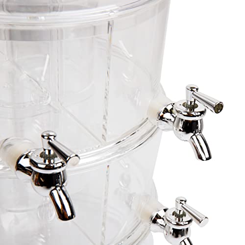 Mind Reader Beverage Dispenser with Ice Bottom 2 Tier 4 Section Stackable Holder with Lids, 10.15″ L x 10.15″ W x 13.75″ H, Clear